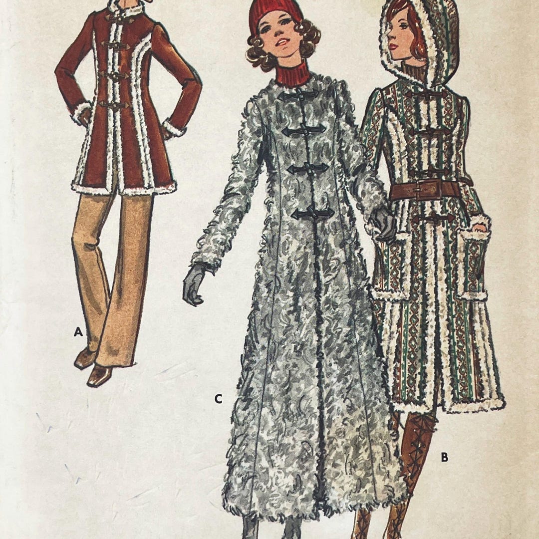 Butterick 6353 - 1970s Penny Lane Hooded Fur Coat Pattern - Size 13 (35") - Uncut (FF) - Etsy