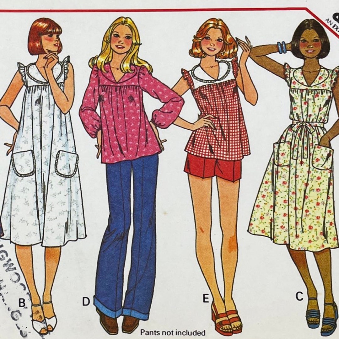 Mccall's 5928 - 1970s Smock Dress and Top Pattern With Yoke and Ruffled ...