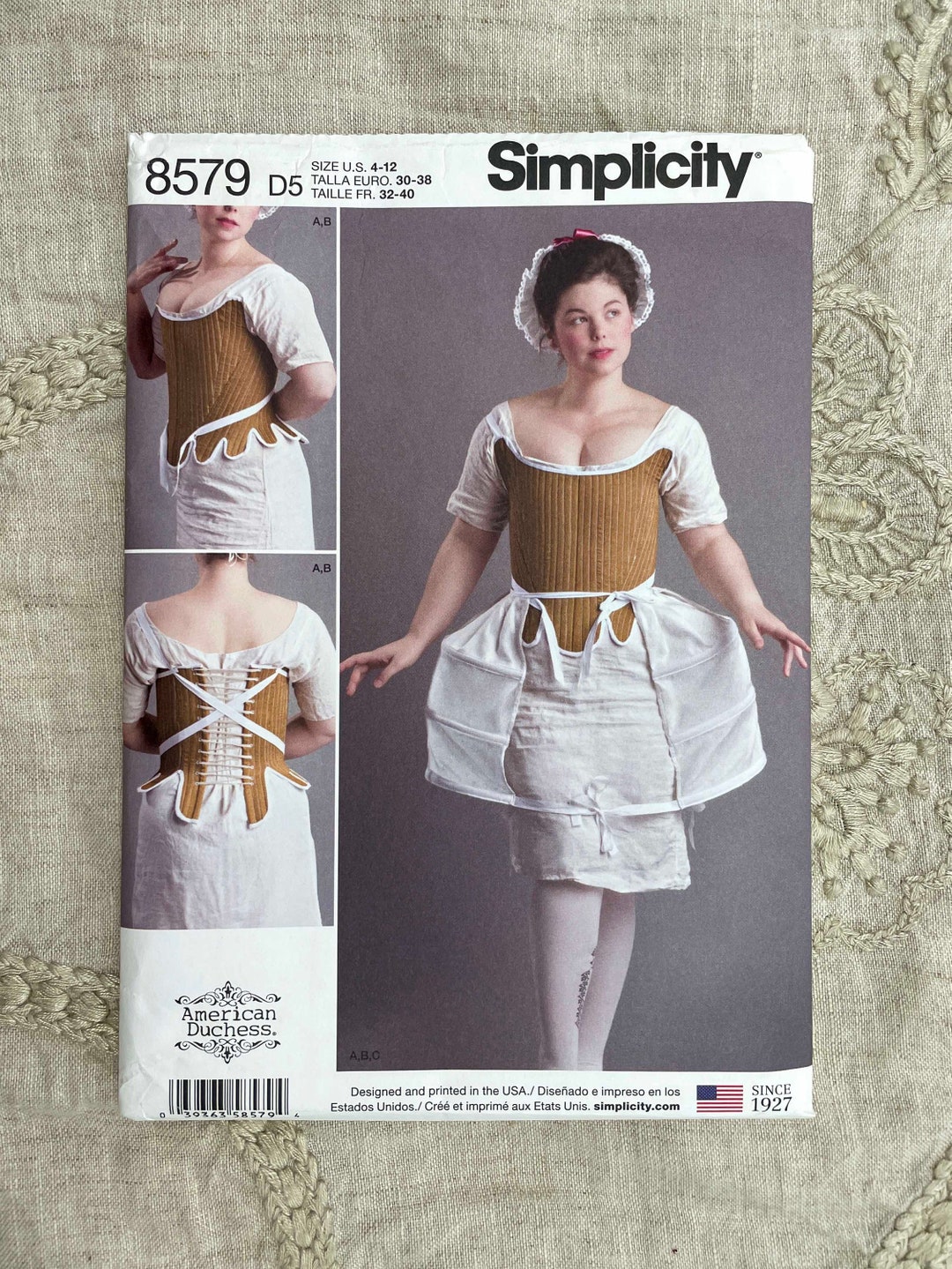 Simplicity 8579 18th Century Corset, Shift and Panniers Pattern Size 4 ...