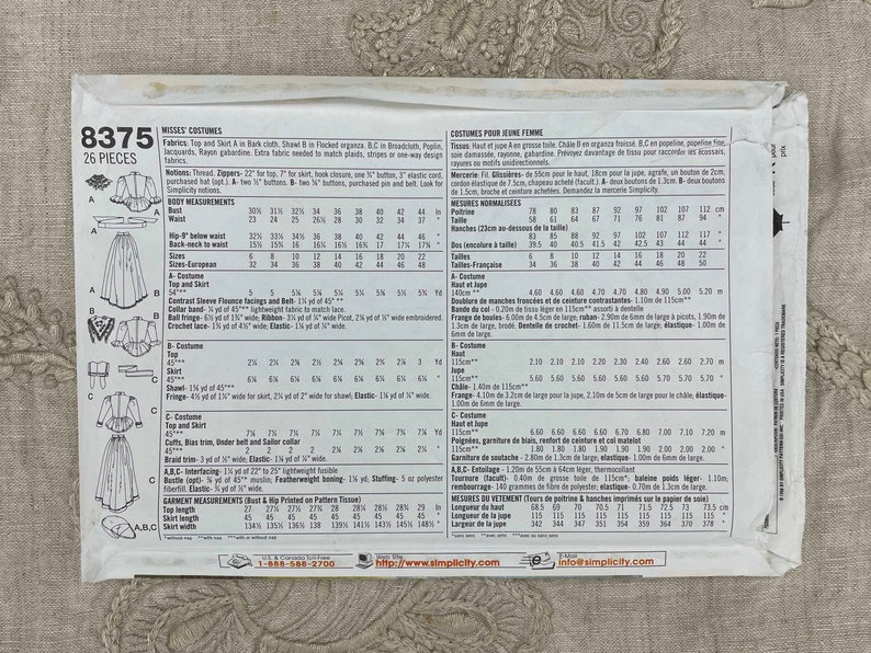 Simplicity 8375 Victorian Bustle Costume Pattern Size - Etsy
