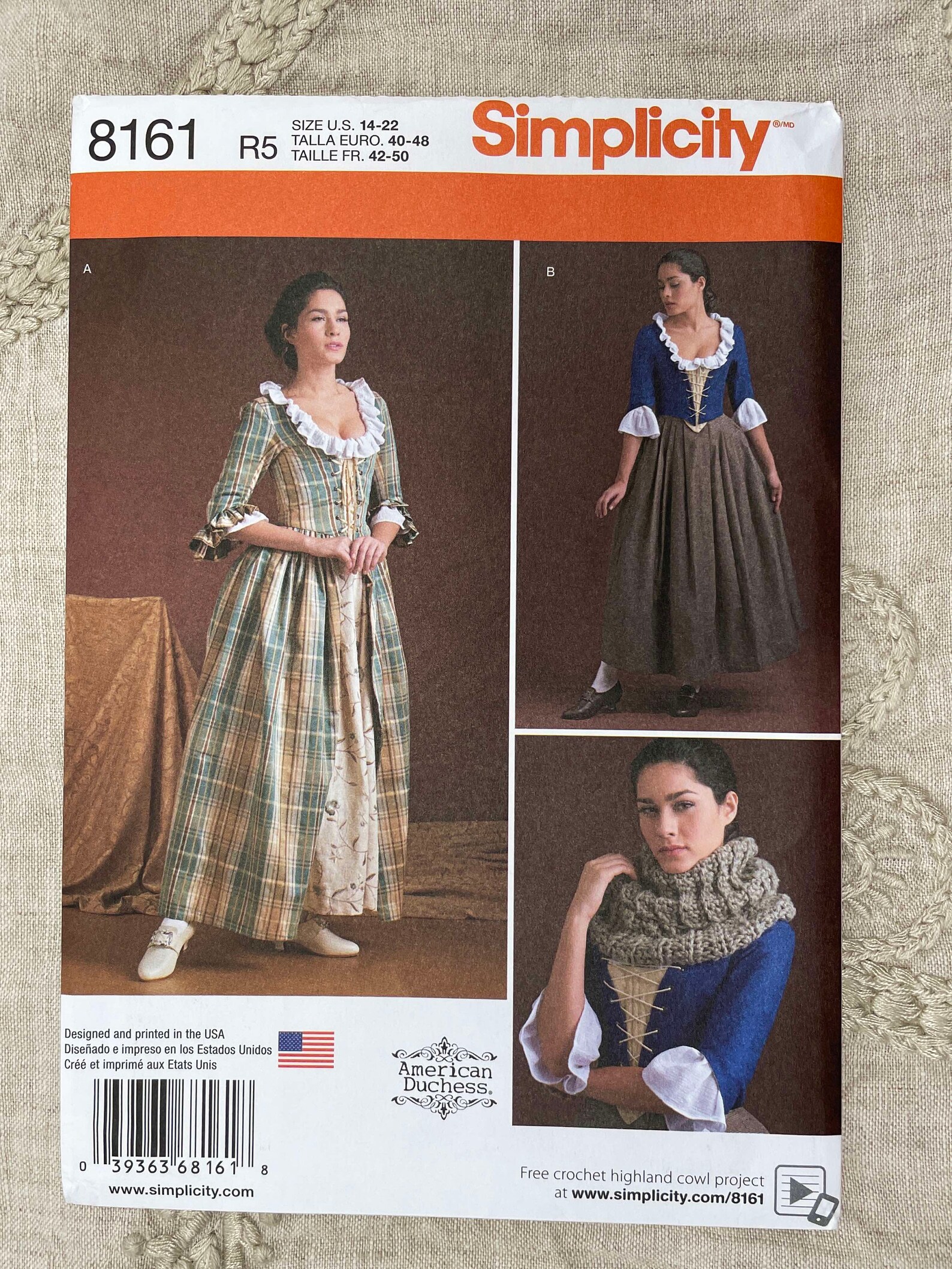 Simplicity 8161 18th Century Cosplay Pattern Size 6-12 or - Etsy