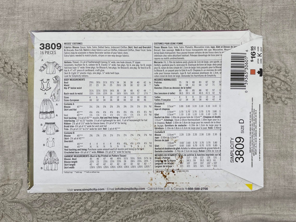 Simplicity 3809 Renaissance Costumes Pattern Size 4-8 - Etsy