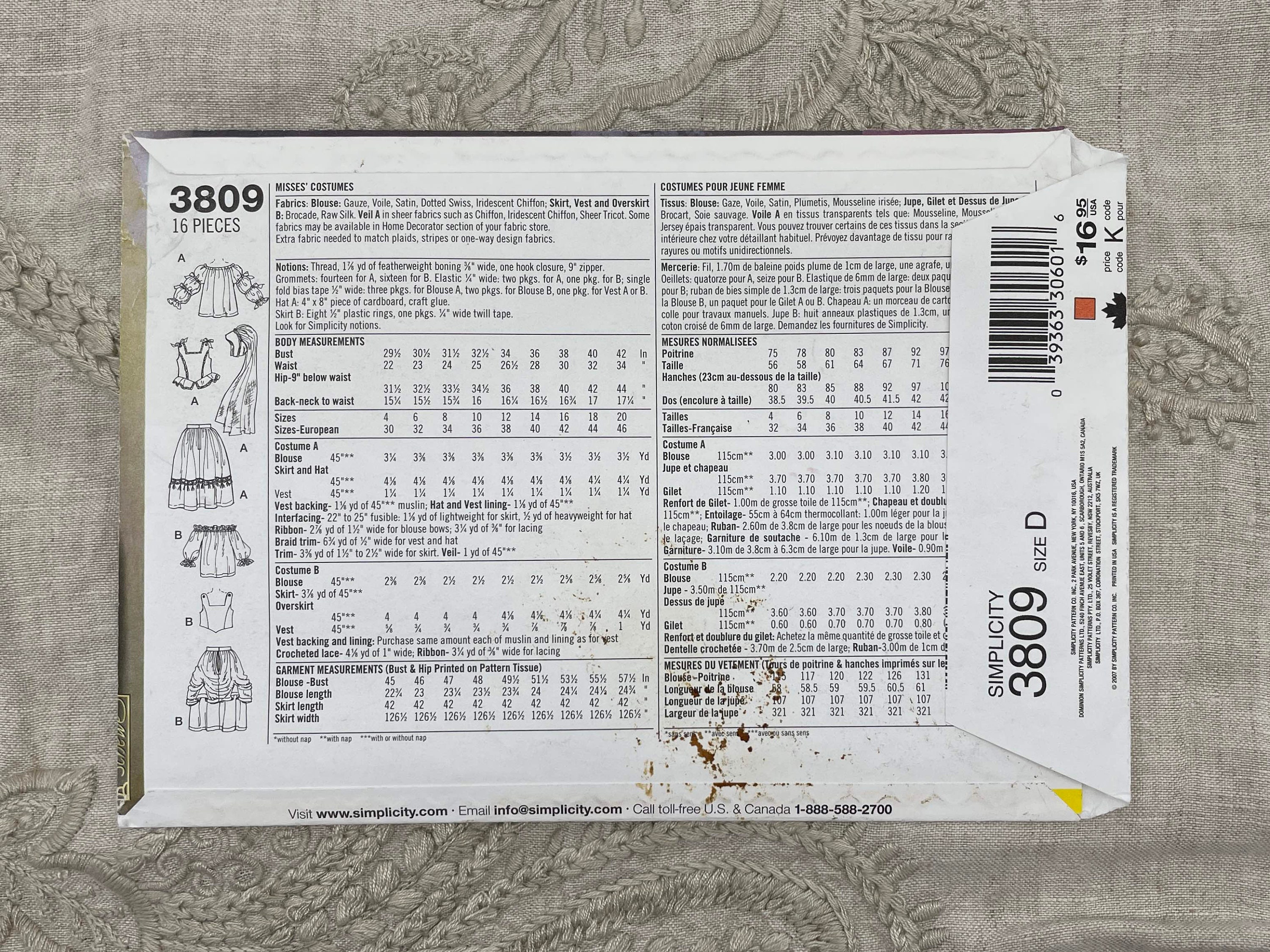 Simplicity 3809 Renaissance Costumes Pattern Size 4-8 - Etsy