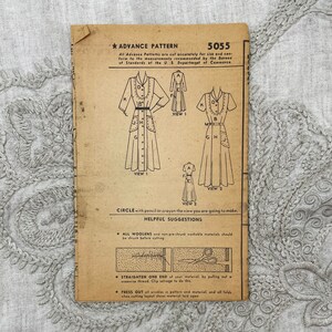 Advance 5055 - 1940s Bib Front Shawl Collar Dress Pattern - Size 20 (38 ...