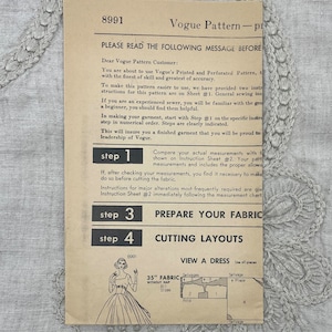 Vogue 8991 - Original 1950s Fit and Flare Dress Pattern With Circle ...