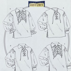 Butterick 4486 Front Lacing Poet Shirt Pattern With Collar and Ruffle ...