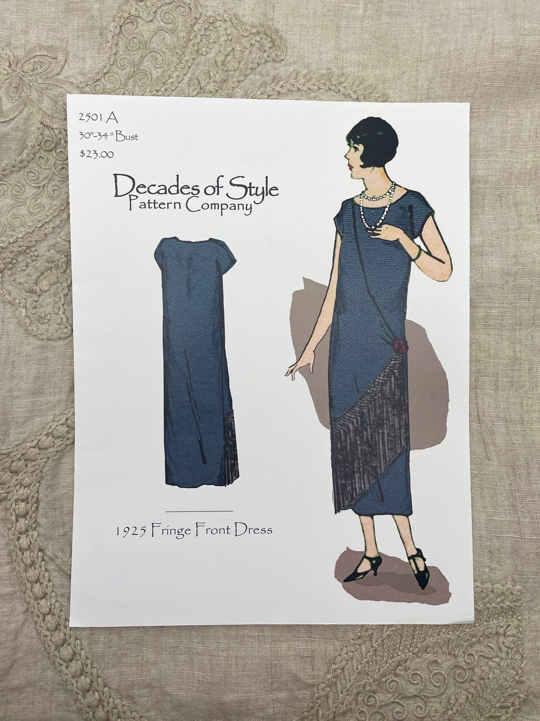 Decades of Style 2501 1925 Fringe Front Dress Pattern Size - Etsy