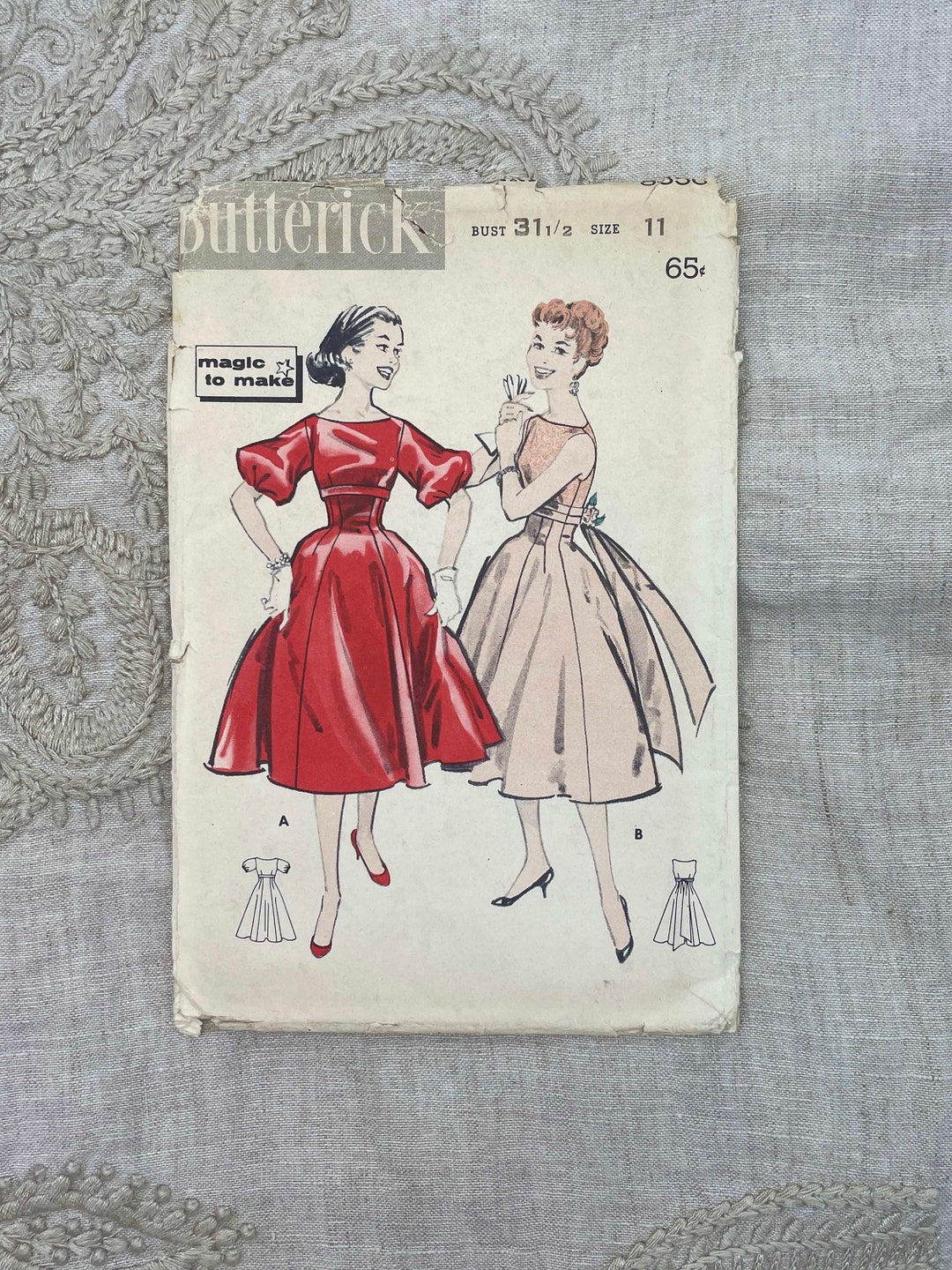 Butterick 8356 1950s Princess Empire Waist Dress Pattern - Etsy