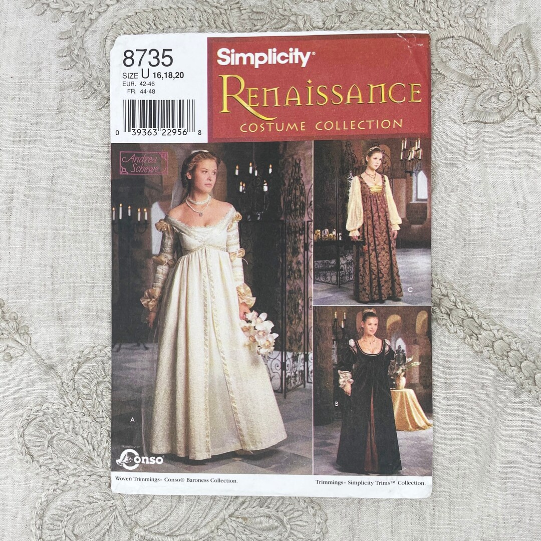 Simplicity 8735 - Renaissance off the Shoulder Gown Pattern - Size 10 ...