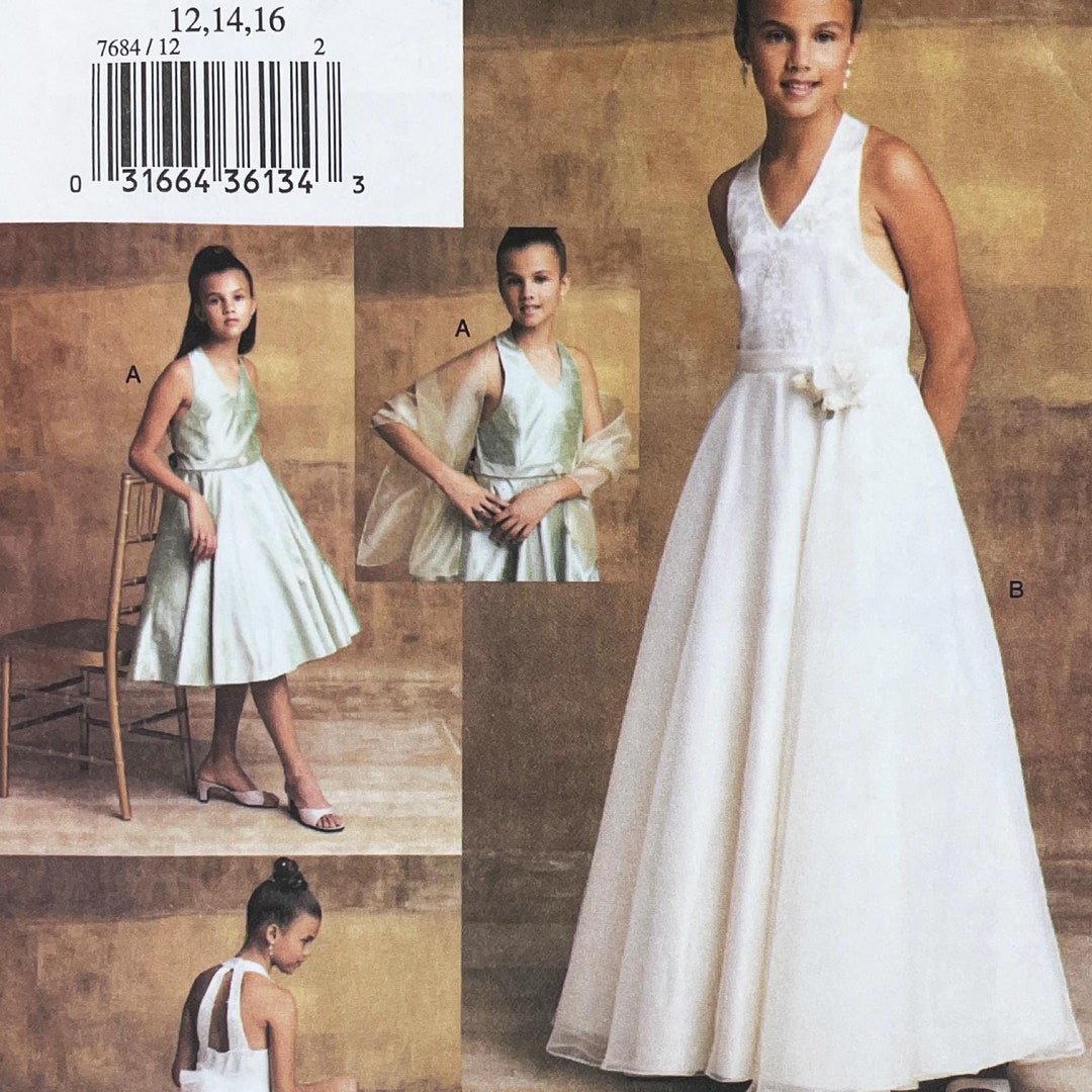 Vogue 7684 - Girl's Formal Princess-seam Halter Dress Pattern - Size 12 ...