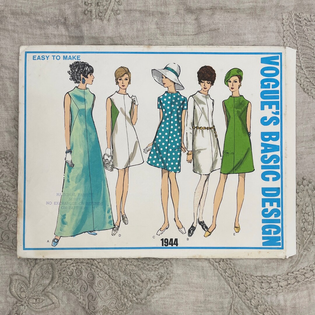 Vogue 1944 1960s Space Age A-line Dress Pattern Size 8 31.5 Uncut - Etsy