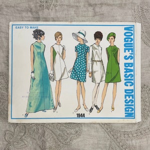 Vogue 1944 1960s Space Age A-line Dress Pattern Size 8 31.5 Uncut - Etsy