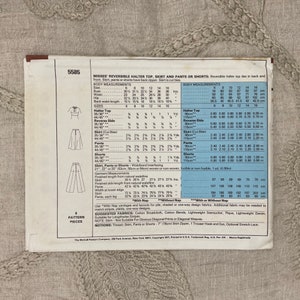 Mccall's 5585 - 1970s Halter Bra Top, Bias Skirt, Short Shorts and ...