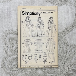 Simplicity 8192 Renaissance Costumes Pattern Size 4-8 29.5-31.5 Uncut ...