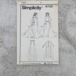 Simplicity 8725 Medieval Cotehardie Gown and Sideless Surcote Size 4-8 ...