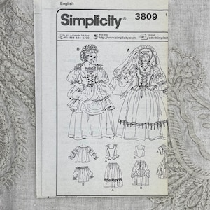 Simplicity 3809 Renaissance Costumes Pattern Size 4-8 - Etsy