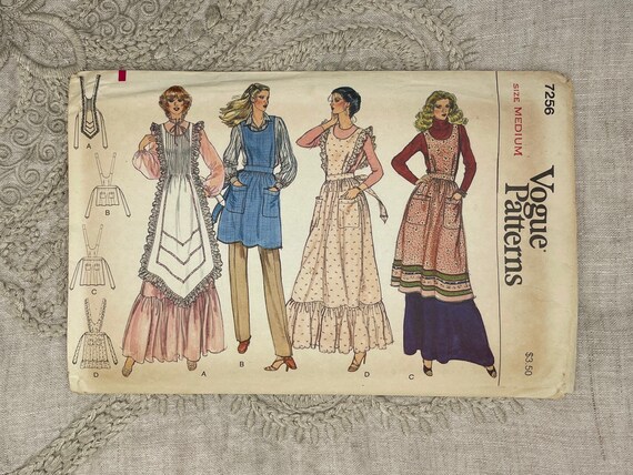 Vogue 7256 70s Cottagecore Apron Pattern Size Med - Etsy