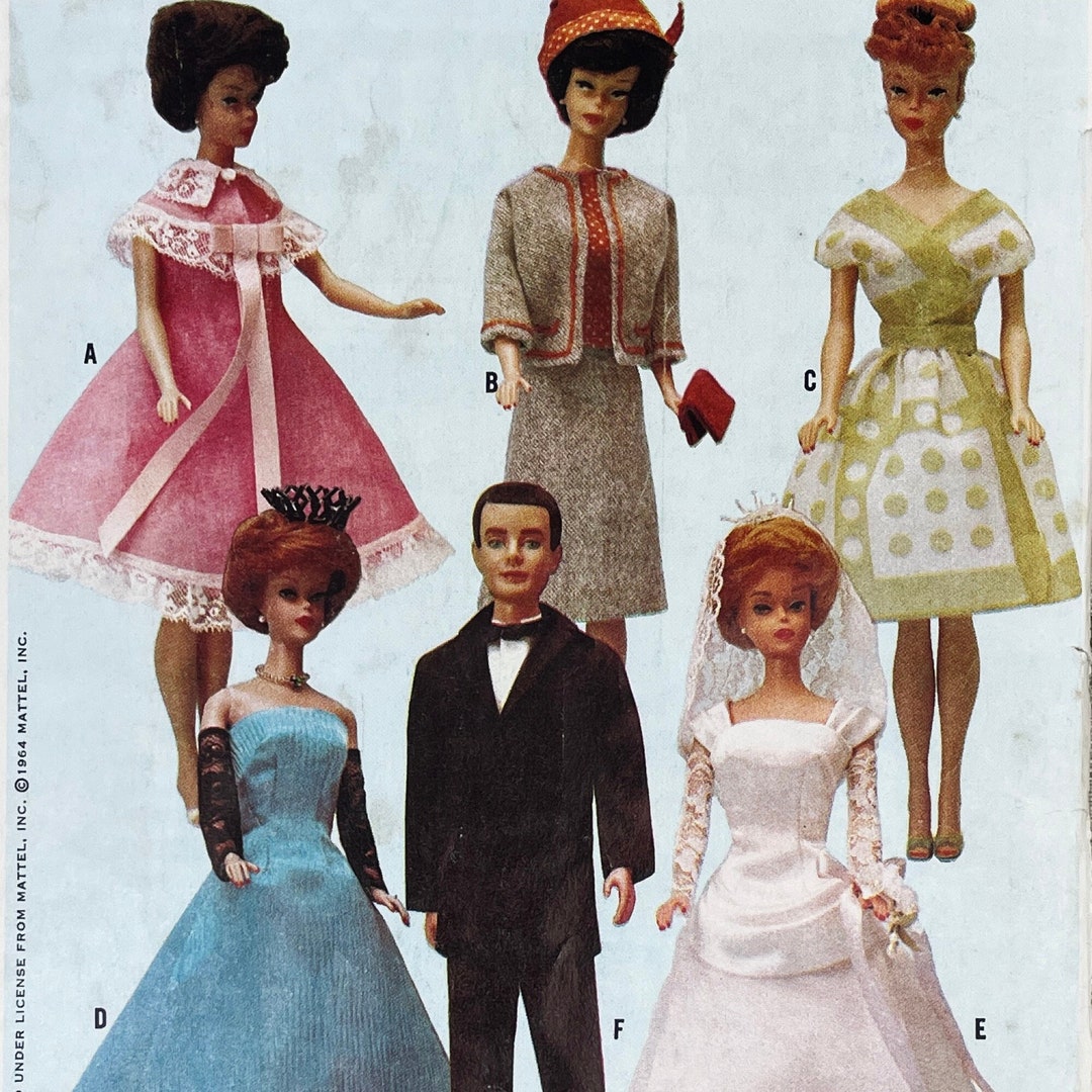 Mccall's 7428 1960s Official Barbie Doll's Wardrobe Pattern Including ...