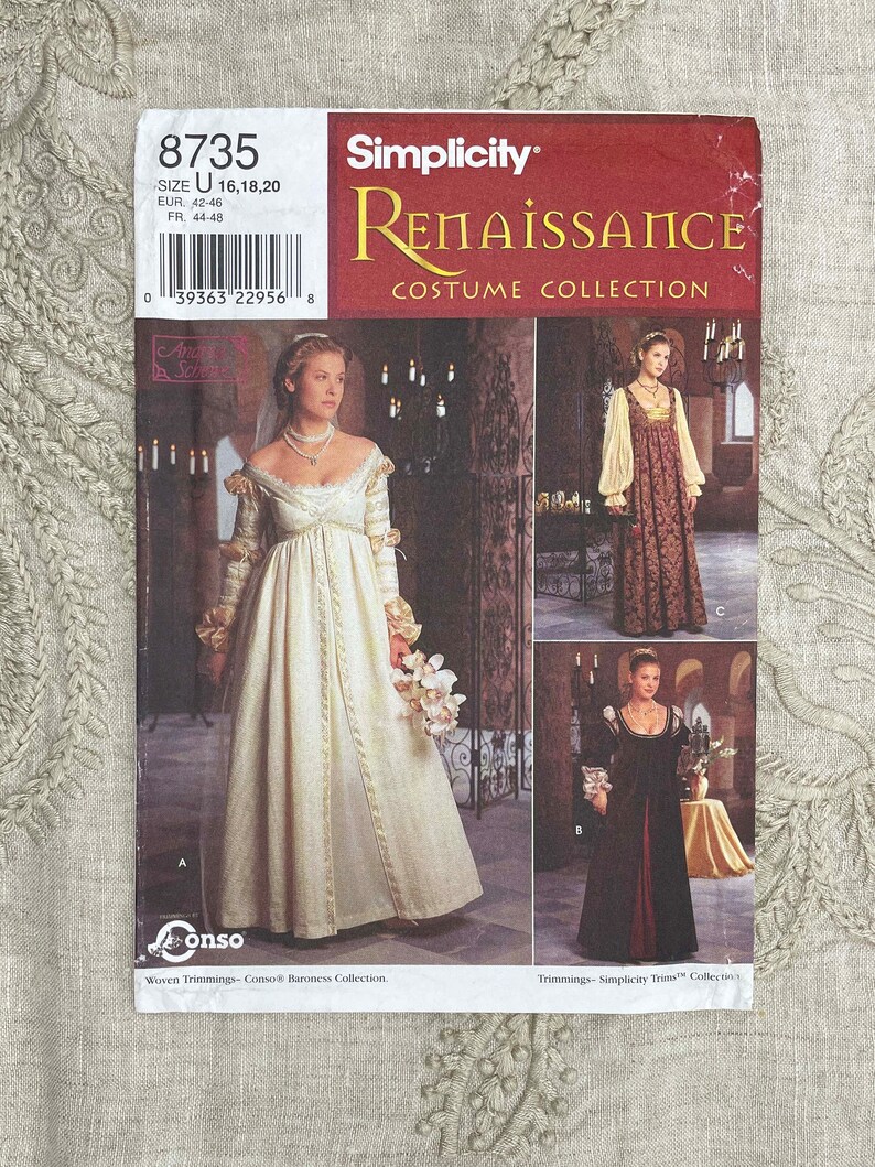 Simplicity 8735 Renaissance off the Shoulder Gown Pattern - Etsy