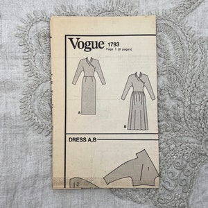 Vogue 1793 - (cut Short) Calvin Klein 1980s Dolman Dress Pattern With ...