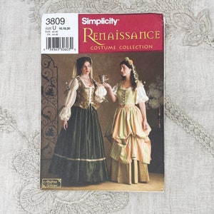 Simplicity 3809 - Renaissance Costumes Pattern With Gathered Skirt ...