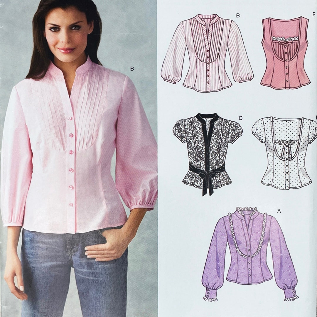 New Look 6647 Y2K Romantic Button-up Blouse Pattern Size 8-18 31.5-40 ...