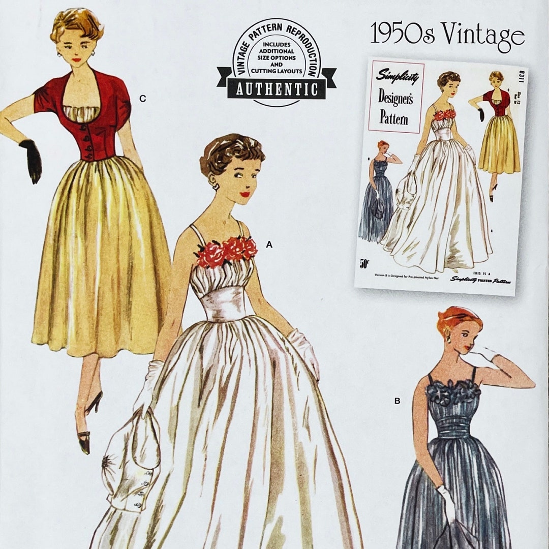 Simplicity 9819 - Reissued 1950s Soft Gathers Midriff Dress and Jacket ...