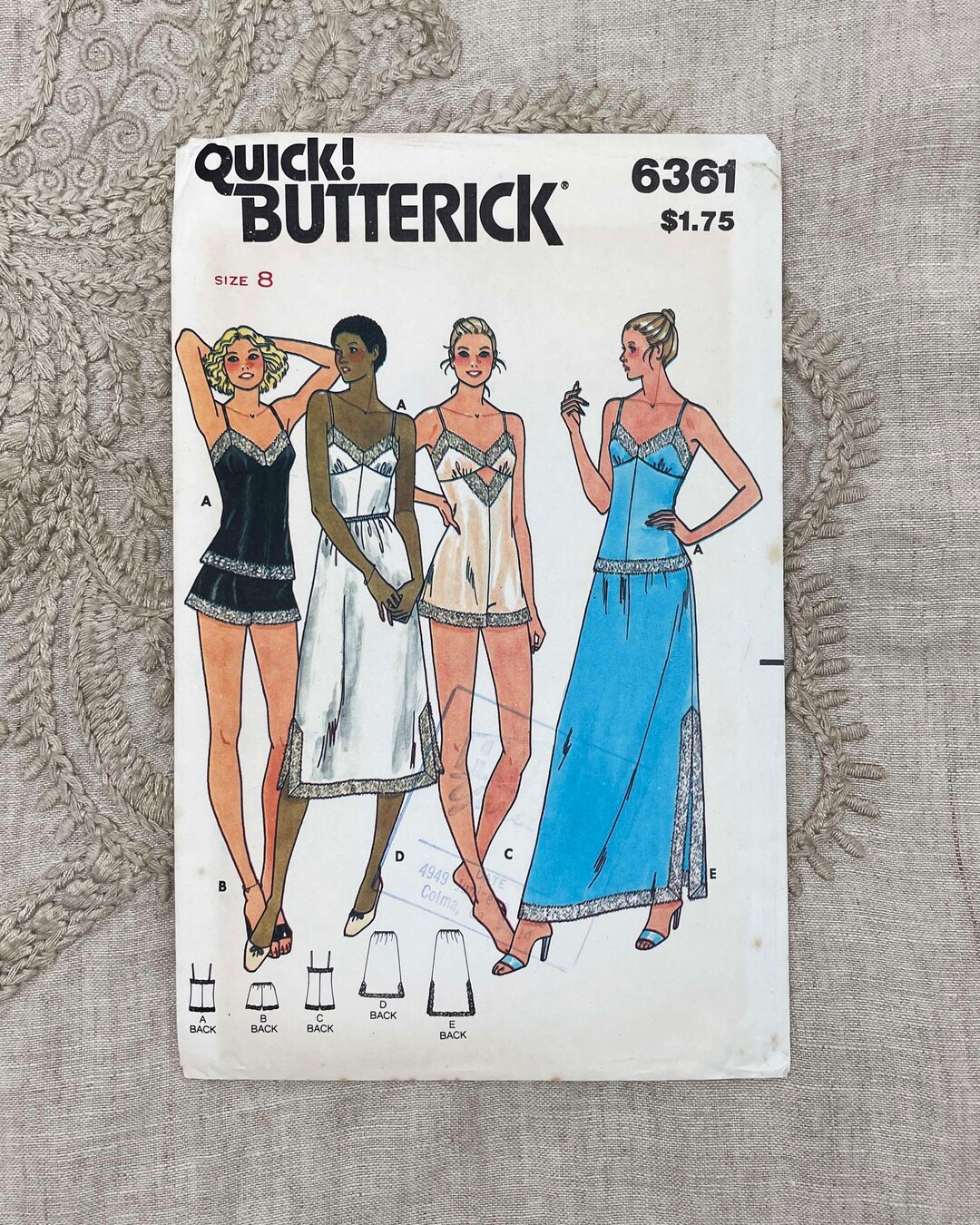 Butterick 6361 1980s Retro Camisole Slip Shorts and - Etsy