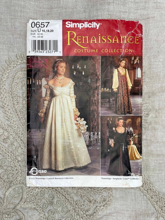 Simplicity 8735 Renaissance off the Shoulder Gown Pattern - Etsy