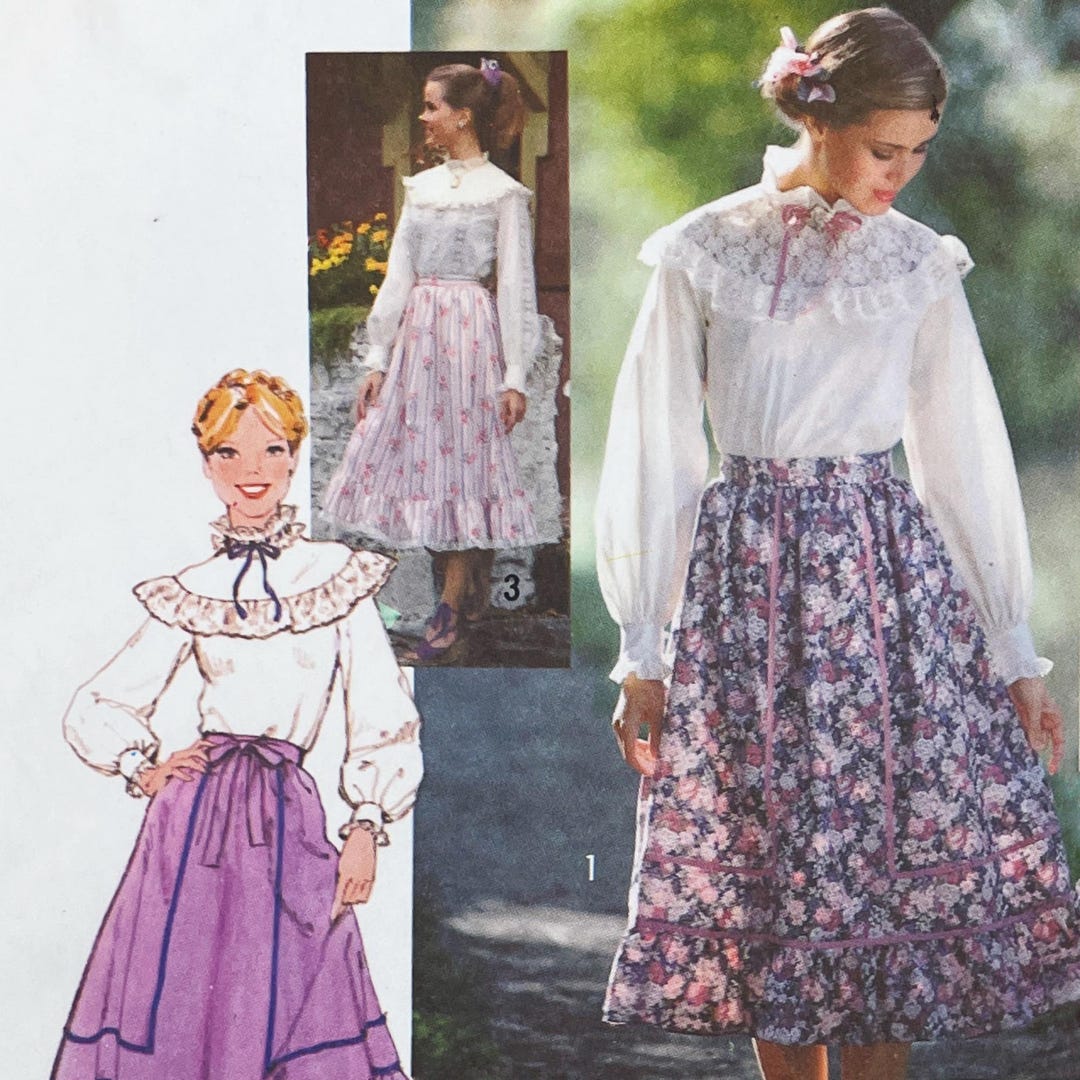 Simplicity 8442 - 1970s Gunne Sax Style Romantic Skirt and Blouse ...