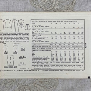 Simplicity 4971 - 1950s Pajama Set With Mandarin Collar, Kimono Sleeves ...