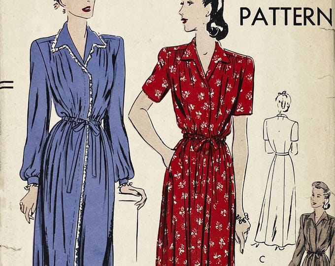 Vogue 9726 - 1940s One-piece Wrap-around House Dress and Housecoat ...