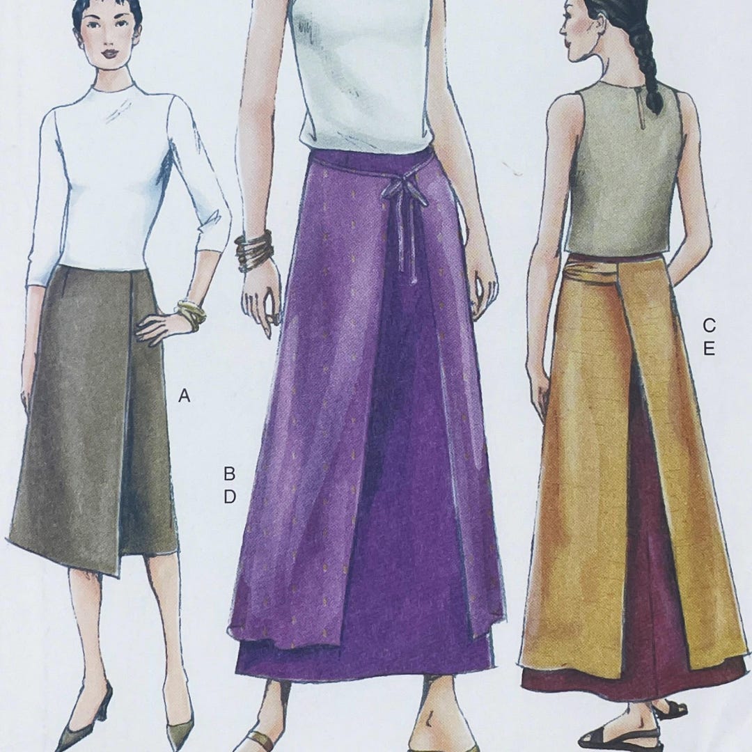 Vogue 7303 - 2000s Layered Skirt and Overskirt Sewing Pattern - Size 8 ...