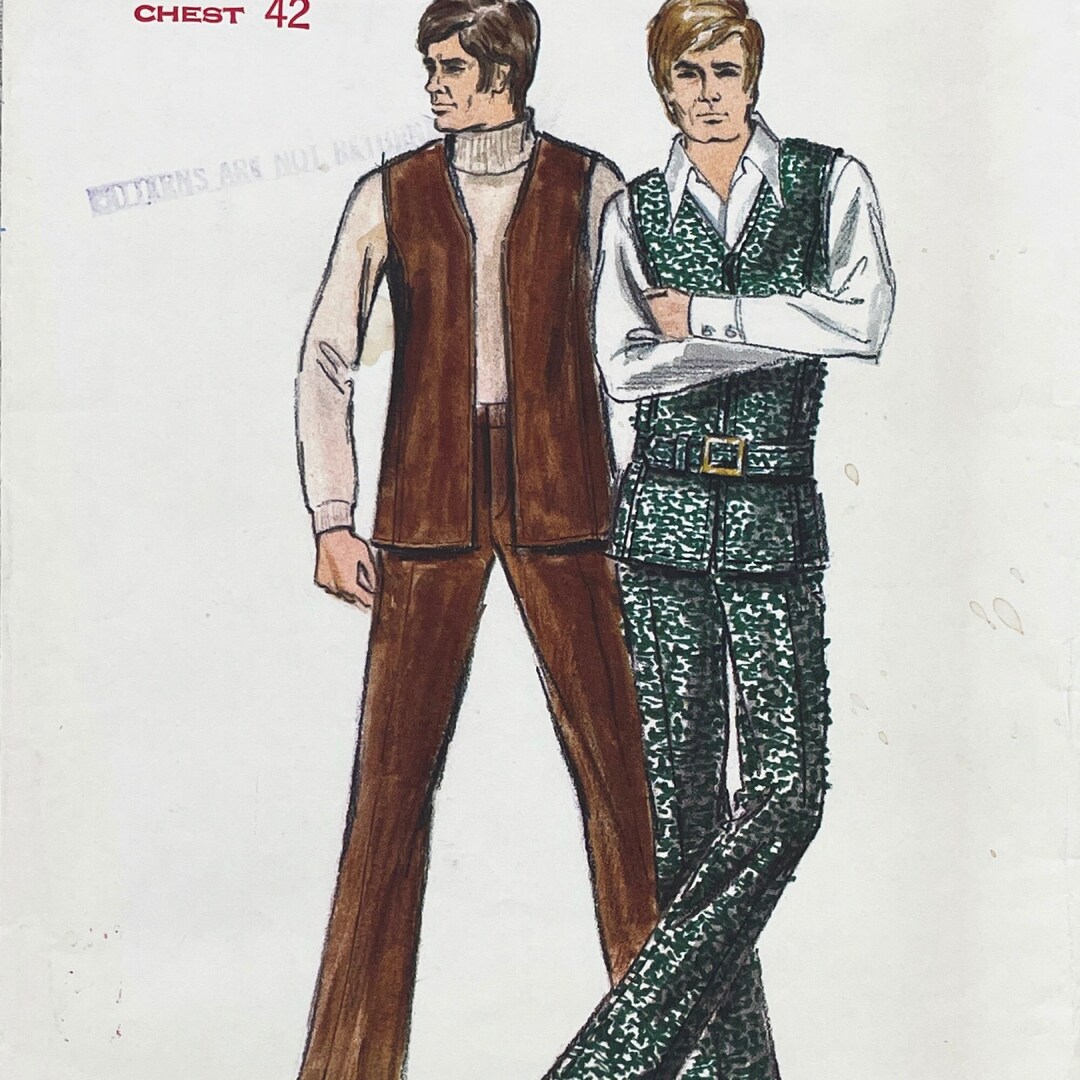 Butterick 5965 1970s Mens Pants and Vest Pattern Chest 42 Cut - Etsy