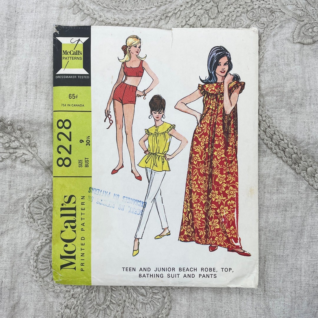 Mccall's 8228 1960s Beach Muumuu Robe Top Bathing Suit - Etsy