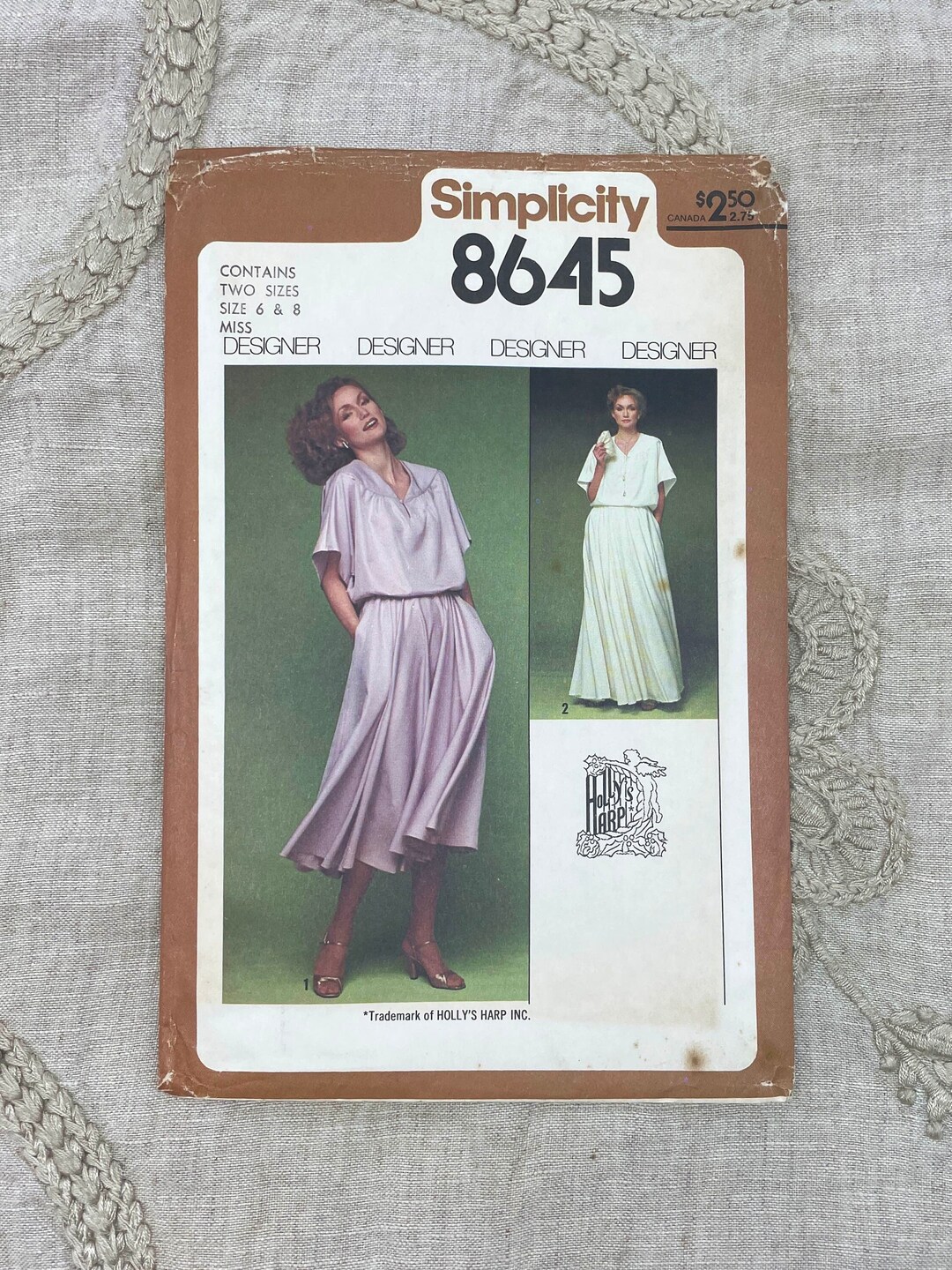 Simplicity 8645 Holly's Harp 1970s Draped Dress Pattern - Etsy