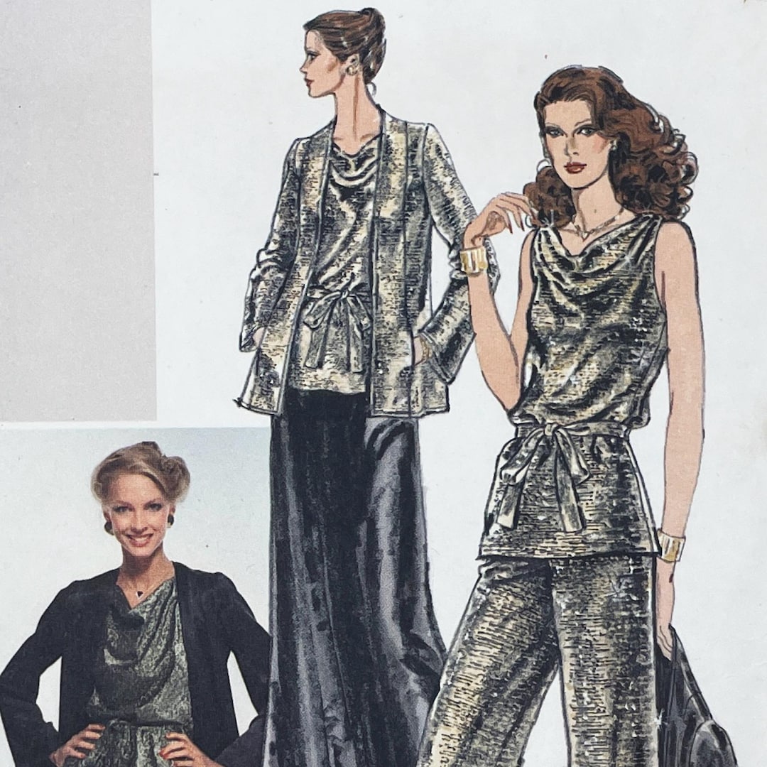 Vogue 1803 - 1970s Edith Head Disco Cowl Blouse, Jacket, Skirt and ...