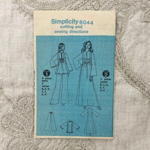 Simplicity 6044 - 1970s Kaftan in Two Lengths and Pants Pattern - Size ...