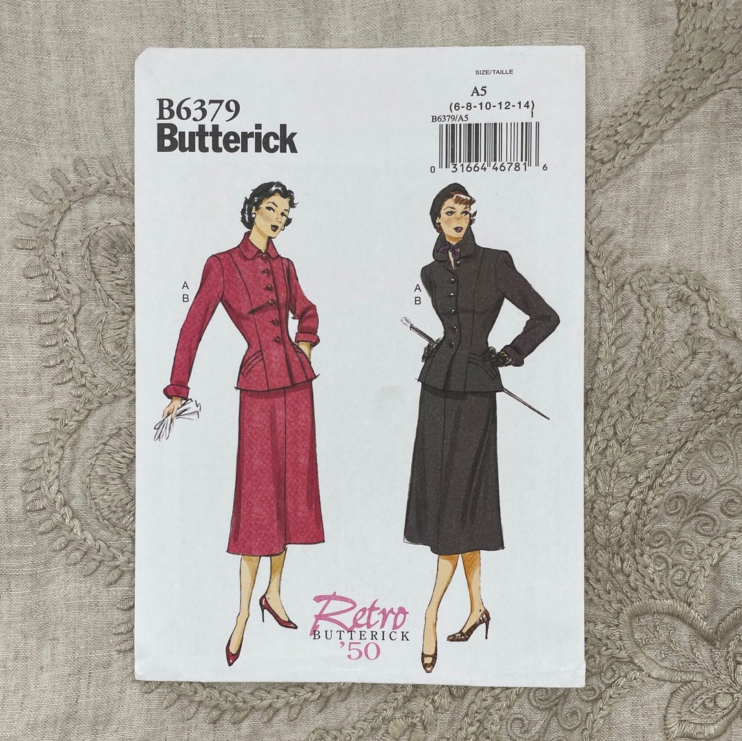Butterick 6379 - Reissued 1950s New Look Suit Pattern - Size 6-14 (30.5 ...