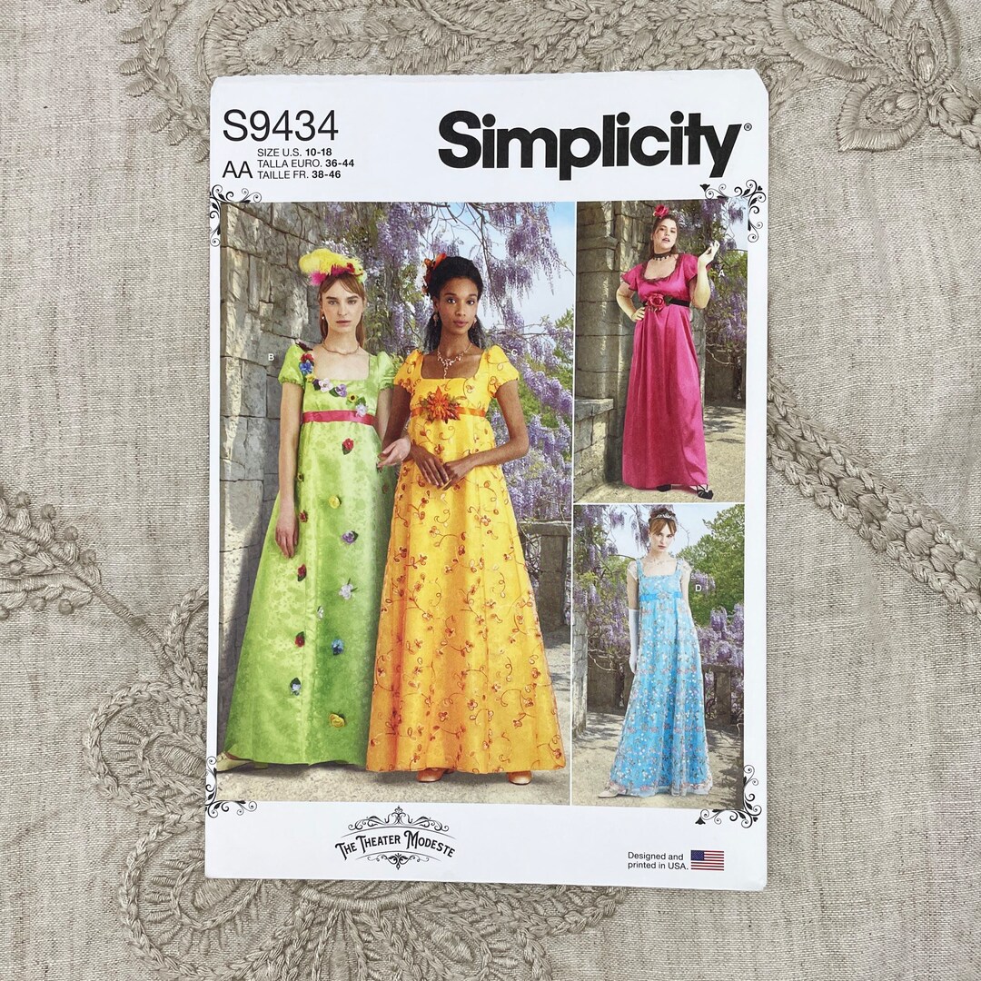 Simplicity 9434 - Regency Empire Gowns Pattern - Size 10-18 or Size 20W ...