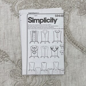 Simplicity 9448 - Reissued 1940s Dickey Collar Set - Size S-L (32.5-42 ...
