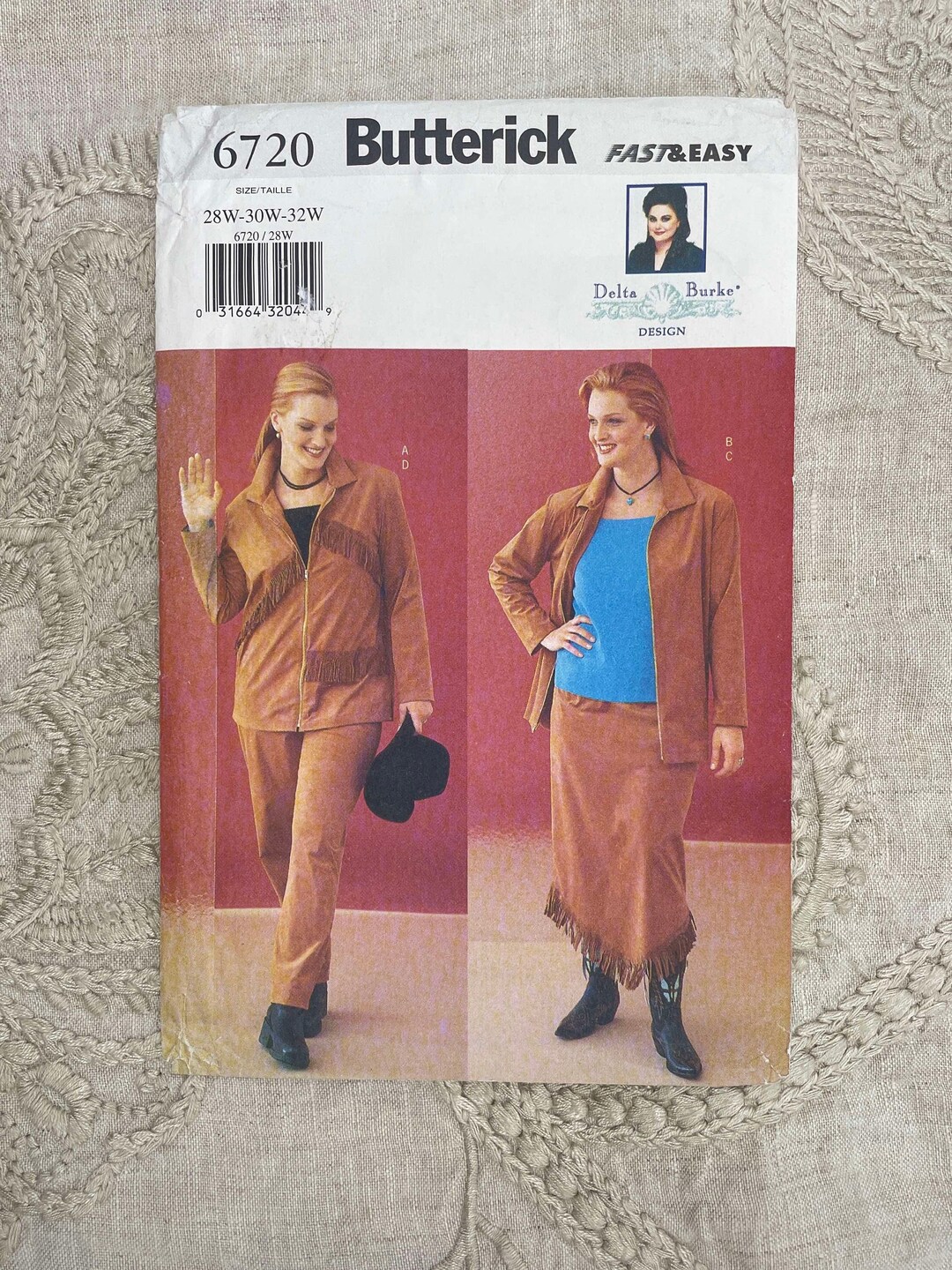 Butterick 6720 2000 Delta Burke Western Fringe Jacket Skirt - Etsy
