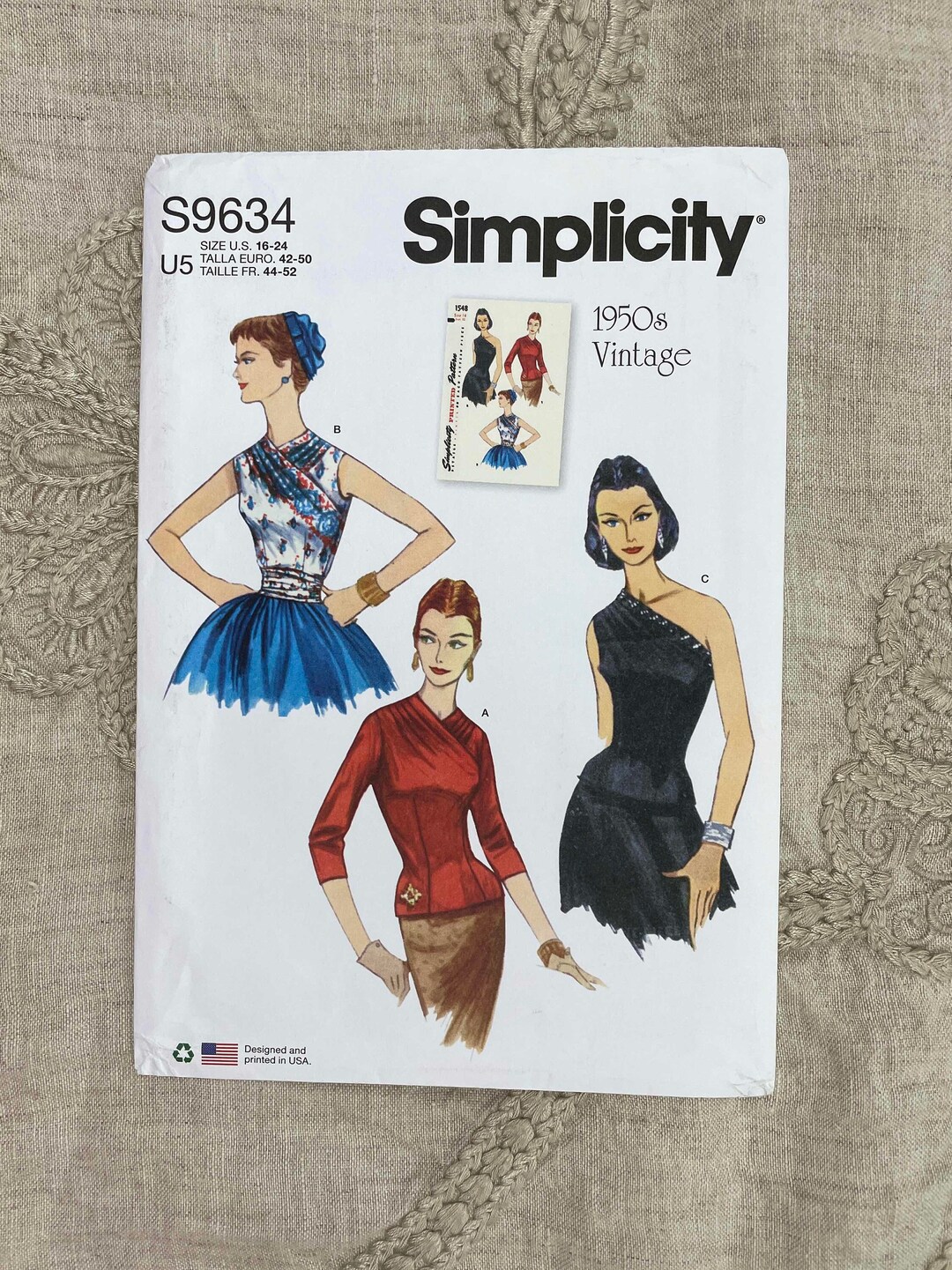 Simplicity 9634 Reissued 1950s Surplice Blouse and One Shoulder Goddess ...
