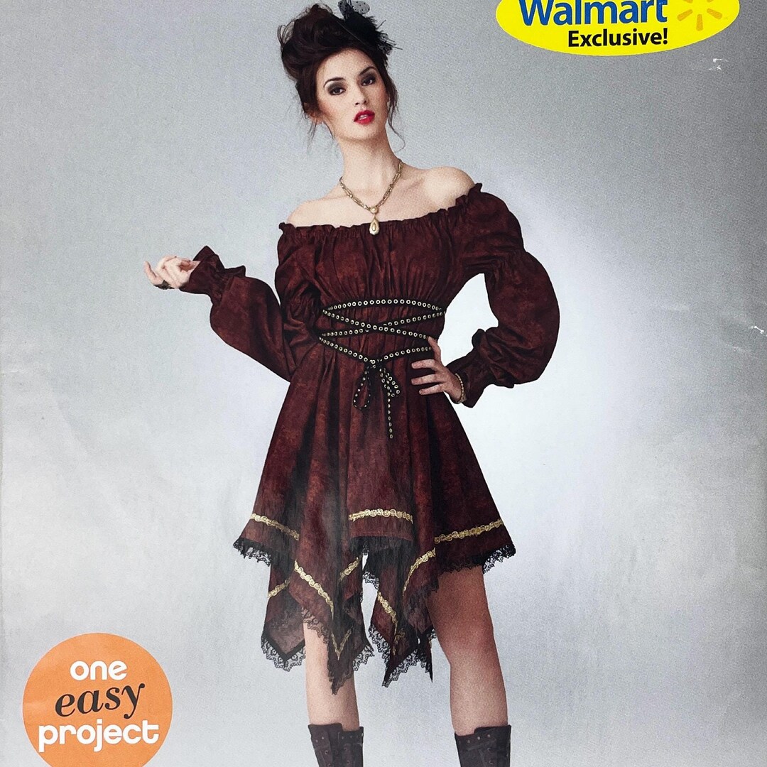 Simplicity 0885 - Off-the-shoulder Pirate Dress Pattern With Tied Waist ...