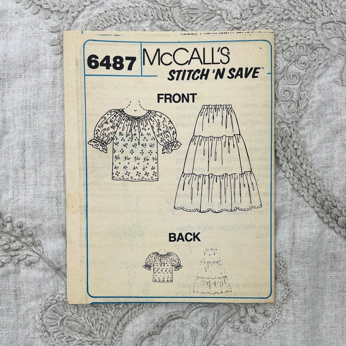 Mccall's 6487 - 1990s Off-the-shoulder Peasant Blouse and Tiered Skirt ...