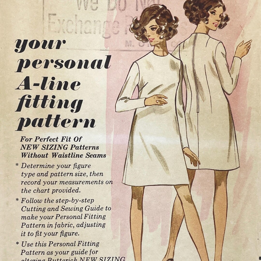 Butterick 3001 - 1960s A-line Fitting Shell Pattern - Size 14 (36 ...