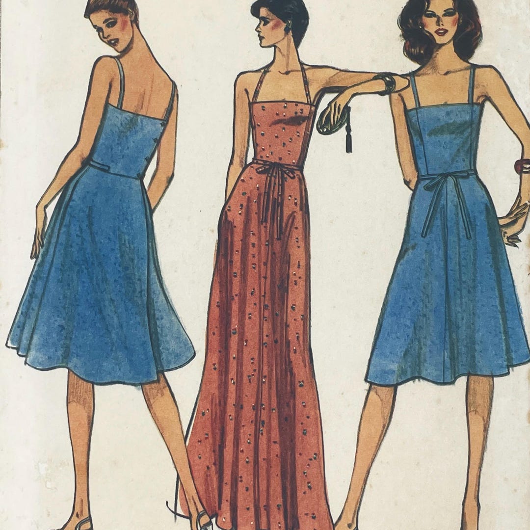 Vogue 7997 - Rare Early 1980s Back Wrap Dress Sewing Pattern - Size 12 ...