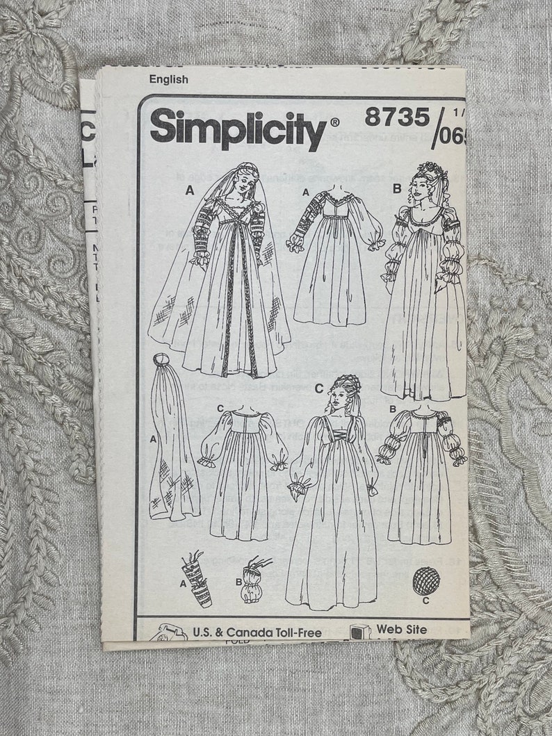 Simplicity 8735 Renaissance off the Shoulder Gown Pattern - Etsy
