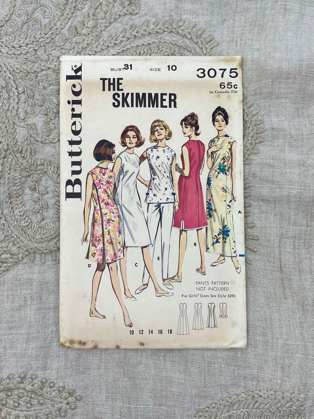 Butterick 3075 1960s Skimmer Beach Dress A-line Tunic Shift - Etsy