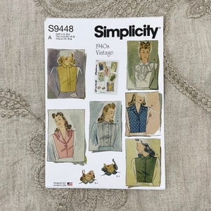 Simplicity 9448 - Reissued 1940s Dickey Collar Set - Size S-L (32.5-42 ...